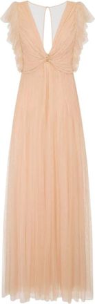 Elisabetta Franchi Femme, Robes, Beige, Taille: 40 FR Robe de soir&eacute;e en tulle coupe classique