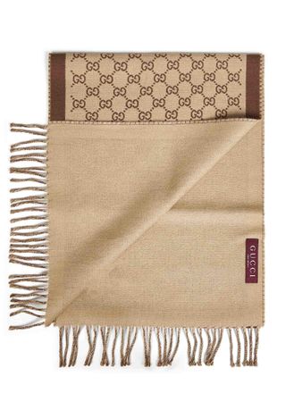Gucci GG Monogram Wool Scarf - Beige