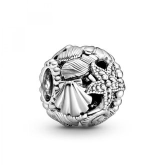 Pandora Offen gearbeitetes Seestern, Muschel und Herzen Charm Silber, 11 x 11 x 9,8 mm