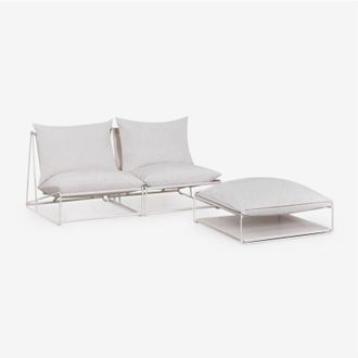 Sklum Sklum - Amaro 2-teiliges modulares Gartensofa und umwandelbarer Ottoman Gardenia Wei&szlig;