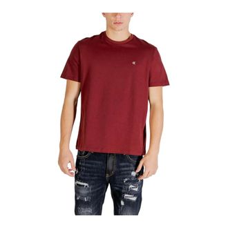 Calvin Klein Jeans Homme, Tops, Rouge, Taille: 2XL T-shirt &agrave; Col Rond en Coton avec Manches Courtes