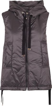 Max Mara Gilet matelass&eacute; &agrave; capuche en toile d&eacute;perlante - Femme - Vestes - Gris - Taille: 36 FR