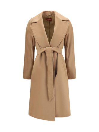 Max Mara Womens Coat Peak Lapel Camel Fleece Wool (ovis Aries)