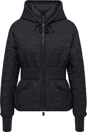 Moncler Moncler Doudoune Courte &Agrave; Capuche Etaules &Agrave; Feuille Brod&eacute;e, Femme, Bleu, Taille: 00