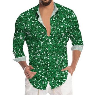 Generic Chemise A Paillette Homme, Chemise De Soir&eacute;E &agrave; Paillettes Et Sequins Manches Longues Style D&eacute;Contract&eacute; Id&eacute;Ale pour Les F&ecirc;Tes