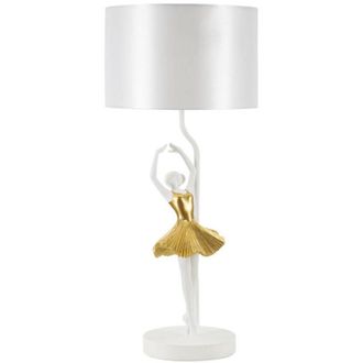 Paris Prix Lampe &agrave; Poser en R&eacute;sine Dancer 64cm Blanc & Or