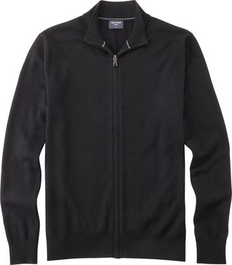 Olymp Herren Strickjacke Basic Jacke,Stehkragen,hochgeschlossen,Rei&szlig;verschluss,Single Jersey,Regular fit,schwarz 68,XXL