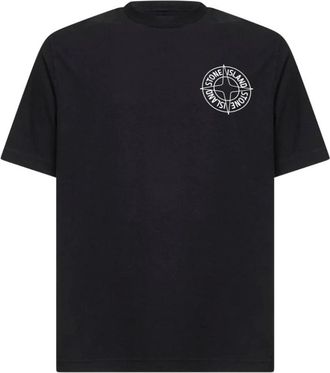 Stone Island Homme, Tops, Noir, Taille: 2XL T-Shirt Ras du Cou C&ocirc;tel&eacute;