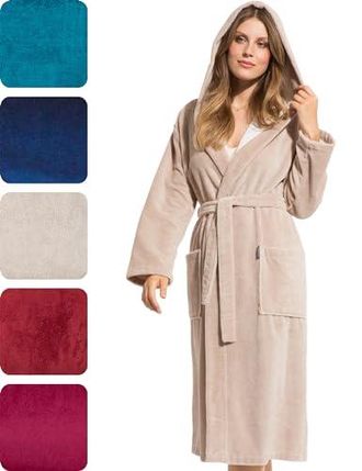 Morgenstern Peignoir Femme Long Capuche Lux Beige I X-Large
