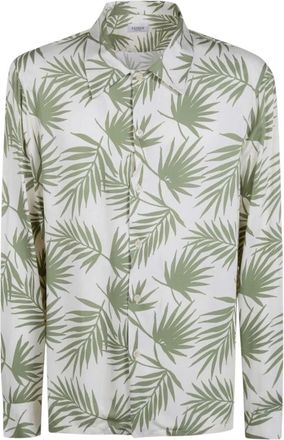 Laneus Homme, Chemises, Vert, Taille: S Chemise Imprim&eacute;e Feuilles de Palmier