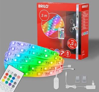 Briloner LED Strip 3m mit Musiksensor, RGB IC dynamischer Farbwechsel, Fernbedienung, LED Streifen, Leiste, Zimmer deko, Gaming Deko, Band, Lichtleiste, Lichtb