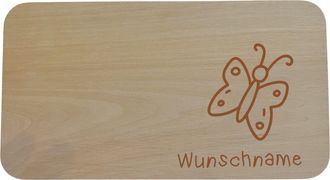 Ffelsenfest Fr&uuml;hst&uuml;cksbrettchen Kinder I Brotzeitbrett personalisiert I Schmetterling