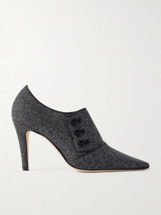Manolo Blahnik Perluja 90 Pumps Aus Tweed Mit Lederbesätzen - Grau