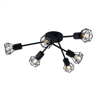 Globo Lighting RETRO Decken Lampe schwarz Wohn Zimmer Beleuchtung Käfig Spot Strahler Leuchte 54802S-6