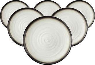 SELTMANN WEIDEN Terra Brotteller 6er Set, 18 cm, Runde Beilagenteller mit spiralf&ouml;rmigem Relief, Sp&uuml;lmaschinen- und mikrowellenfest, Porzellan, Corso