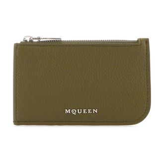 Alexander McQueen Stilvolle Army Green Lederkartenhalter - - Accessories - Herren - Gr&uuml;n - ONE SIZE