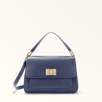 Furla Ella Henkeltasche M Blu Reale Genarbtes Kalbsleder Damen