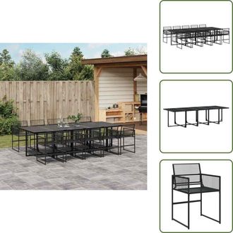 vidaXL 11-tlg. Garten-Essgruppe Schwarz Poly Rattan - Gartentisch - Esstisch - Gartenm&ouml;bel - Outdoor M&ouml;bel - Terrassenm&ouml;bel - The Living Store