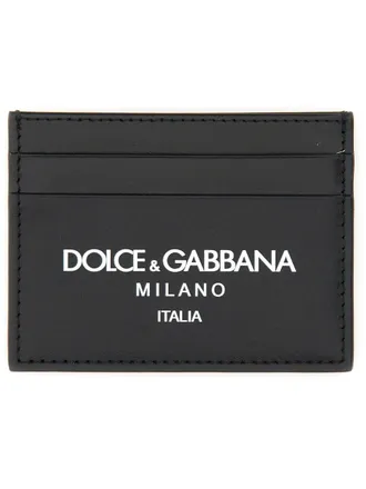 Dolce & Gabbana Logo-Print Leather Card Case - Black