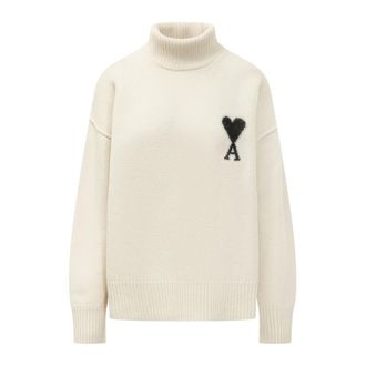 Ami Pullover mit Trichterkragen - - Knitwear - Damen - Beige - M