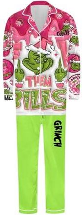 Generic Le Grinch Pyjama Noel Famille De Grinch Costume Femme Noël Vetement Enfant Assorti Deguisement Adulte Hiver Coton The Pull Couple Garcon Ensembles Cha