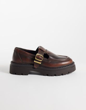 Steve Madden Kendari mocassins chunky avec d&eacute;tail boucle en cuir marron