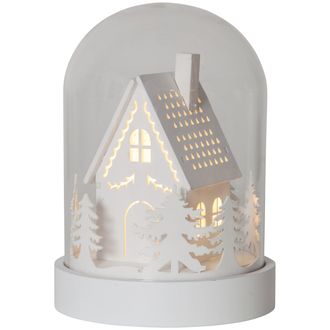Eglo LED Weihnachtsdeko, Weihnachts-Silhouette Haus, Winterlandschaft mit Timer und batteriebetriebener Beleuchtung, Holz, Kunststoff und Glas in Weiß und 