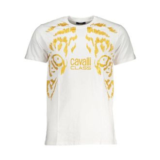 Cavalli Tiger Print Crew Neck T-Shirt - - Tops - Herren - Wei&szlig; - XL