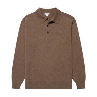 Sunspel Polo en maille de cachemire - Homme - Pulls - Beige - Taille: XL