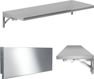 Generic Bureau mural pliable pour ordinateur portable en acier inoxydable 304 peu encombrant - Table de salle à manger flottante compacte (50 x 35 cm) - Parfa