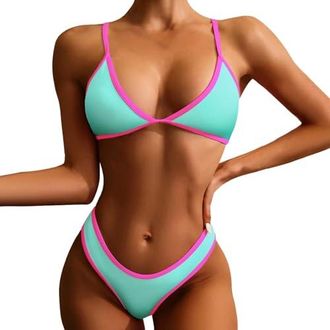 Generic Maillot de Bain Femme 2 Pieces Push Up Bikini Triangle Ensemble String Tanga Ensembles Haut et Bas Maillots Deux Pi&egrave;ces Swimsuit Women Grande Taille L
