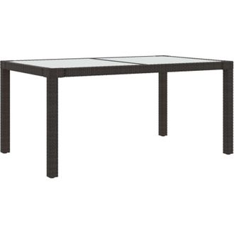 Les Tendances Table de jardin 150x90x75 Verre tremp&eacute;-r&eacute;sine tress&eacute;e Marron