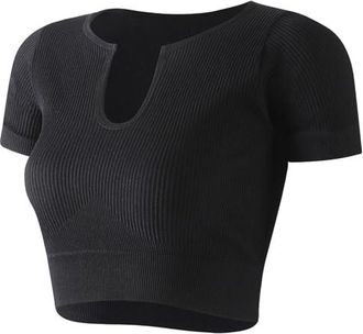 Generic Soutien-gorge de sport 2026 r&eacute;sistant aux chocs et affaissement, gilet de yoga fronc&eacute; sans anneau en acier au dos, Noir, L