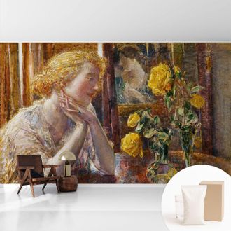 Tulup Fototapete Tapete Vliestapete Mit Kleber - Wandtattoo - Leicht Anzubringen - Wandverkleidung Frau Mit Rosen 416x254 Cm