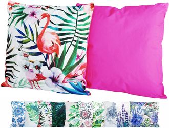 JACK XXL Outdoor Lounge Kissen 60x60cm Motiv Dekokissen inkl. Füllung Wasserfest Sitzkissen Garten Stuhl, Farbe:Pink Flamingo