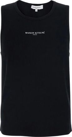 Maison Kitsun&eacute; Homme, Pulls, Noir, Taille: XL Paris Ribbed Tank Top