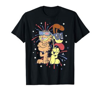 Garfield 4th of July Garfield & Odie Back to Back Fireworks T-Shirt