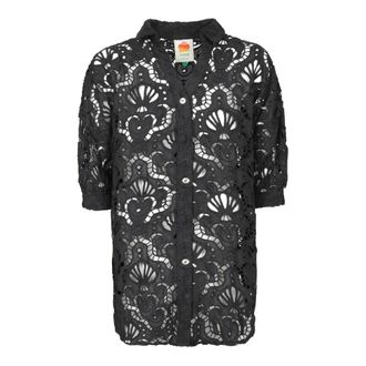 Farm Rio Schwarze Spitzenmuschelbluse - - Blouses & Shirts - Damen - Schwarzk - M