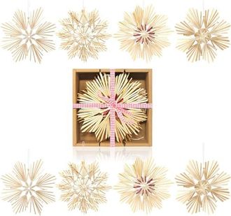 Com-Four 8X &eacute;toiles en Paille dans Un Ensemble de m&eacute;lange - Pendentif en Paille pour Le Sapin de No&euml;l - Suspension Naturelle du Sapin de No&euml;l - d&eacute;coration de N