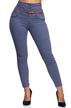 Elara Jeans Femme Taille Haute Skinny Fit Chunkyrayan 1577-85 Blau-34 (XS)