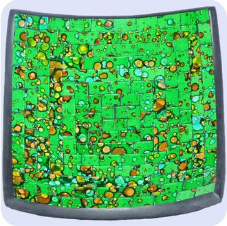 Simandra Mosaikschale Tonschale Glasschale Dekoschale Mosaik Kunsthandwerk Glassteine Deko Quadrat bunt mittel Color Grün