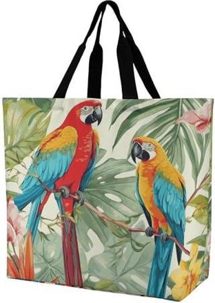 Generic Plantes Tropicales Et Perroquets Sac &Agrave; Bandouli&egrave;re L&eacute;ger Tote Bag D&eacute;contract&eacute; Sac A Main Femme Pour Shopping Gym Voyage