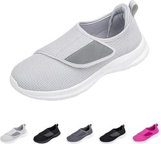 Generic Chaussures orthop&eacute;diques r&eacute;glables &agrave; fermeture facile pour femme - Coupe extra large - En maille respirante - Semelle souple - Confortables, l&eacute;g&egrave;res e