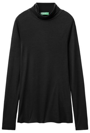 Benetton Damen T-Shirt M/L 3r0kd2013 Pullover, Schwarz, Small