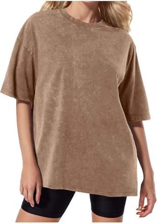 Generic Tunique occidentale pour femme, coupe ample, tendance, coupe ample et longue, tunique &agrave; &eacute;paules tombantes 2025, tunique d&eacute;contract&eacute;e pour sortir, t-sh