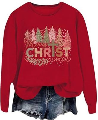 Generic Pull Noel Drole Femme Sweat-Shirt FéMinin dhiver sans Capuche Col Rond Imprimé Motif Festif De NoëL Haut Confortable Manches Longues