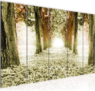 Runa Art Wandbild XXL Wald Landschaft Schlafzimmer Wohnzimmer 200 x 80 cm Gr&uuml;n 5 Teilig - Made in Germany - 605655c