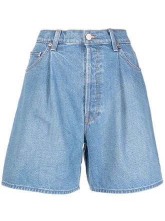 Mother short The Fun Dip plissé en jean - Bleu