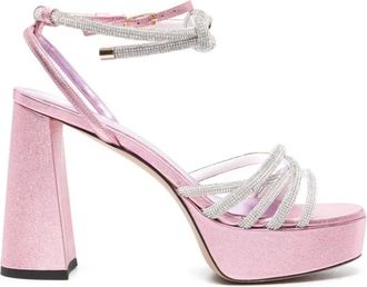 Patou Sandalen - Rhinestone-Embellished Pink Calf Leather Sandals - Gr. 38 (EU) - in Rosa - f&uuml;r Damen