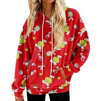 Generic Le Grinch Sweat Femme A Capuche Moche Deguisement Pull Noël Femmes 2025 Pilou Noel Christmas Sweet The Adulte Costume Pyjama Plaid Sweatshirts Oversiz